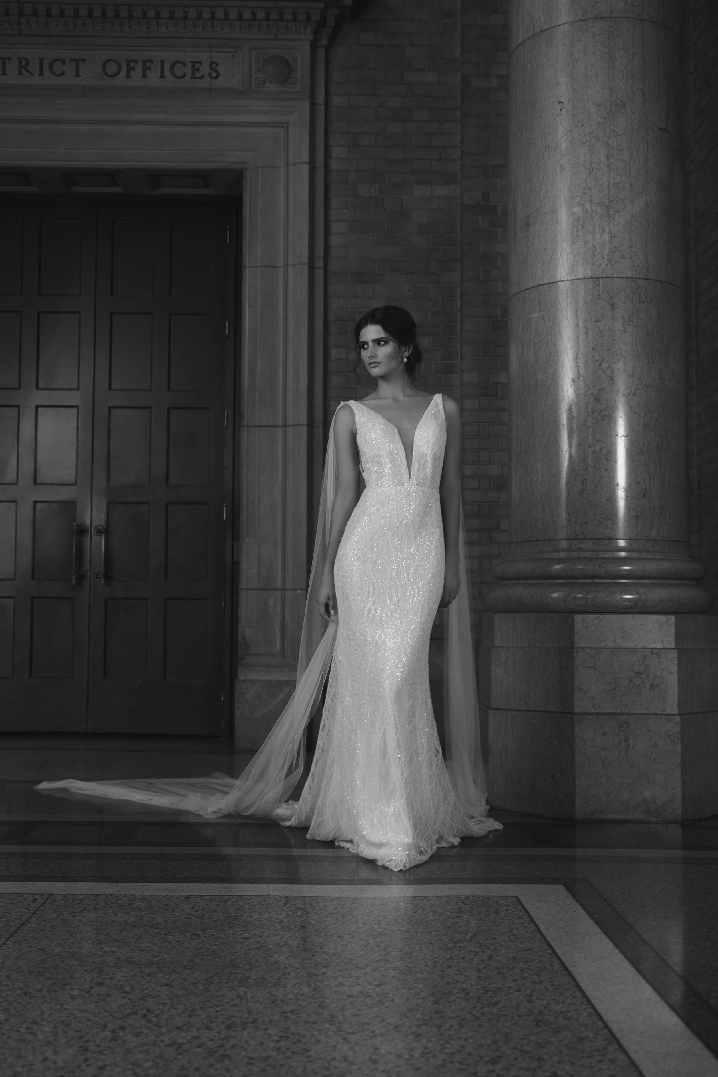 Sheath bridal dress designer wedding gown | Jessica Couture – Jessica ...